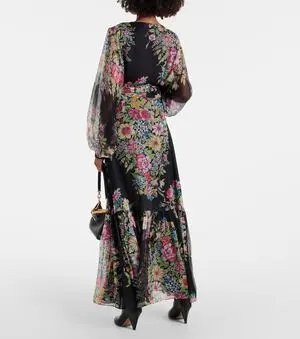 Etro Floral Silk Gown - Black