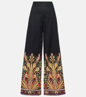Etro Printed Cotton-blend Flared Pants - Black