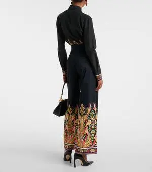 Etro Printed Cotton-blend Flared Pants - Black