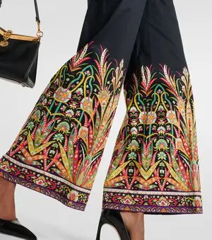 Etro Printed Cotton-blend Flared Pants - Black