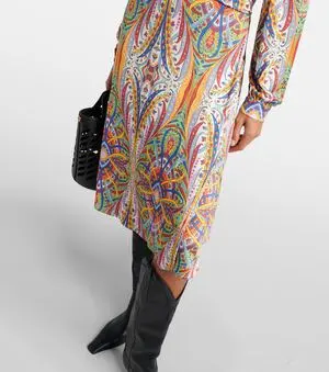 Etro Printed Gathered Midi Dress