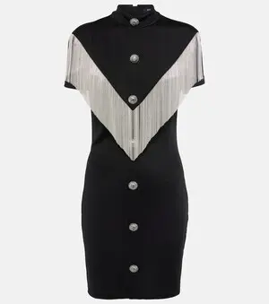 Balmain Embellished Fringed Minidress - Black