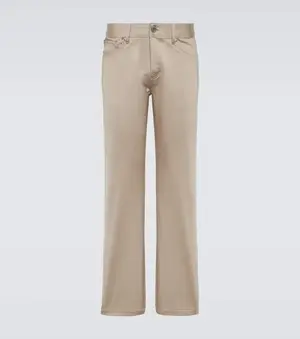 Ami Cotton Satin Straight Trousers