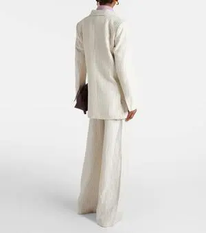 FRAME Striped Cotton And Linen Blazer