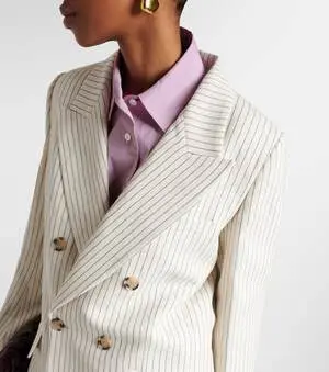 FRAME Striped Cotton And Linen Blazer