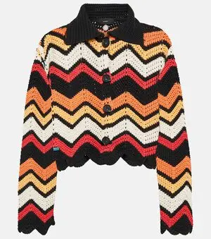 Alanui Kaleidoscopic Chevron Cotton-blend Cardigan