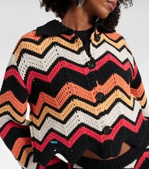 Alanui Kaleidoscopic Chevron Cotton-blend Cardigan
