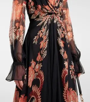 Etro Floral Printed Silk Midi Dress