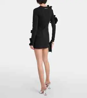 AREA Floral-appliqué Cotton-blend Mini Dress