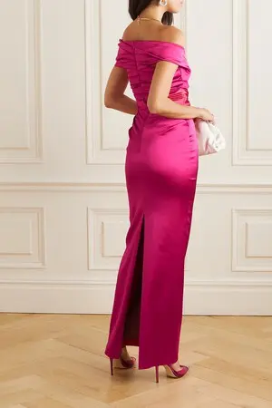Talbot Runhof Ruched Satin Gown
