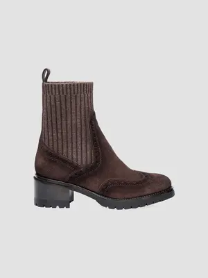 Santoni Brogue-detail Chelsea Booties - Brown