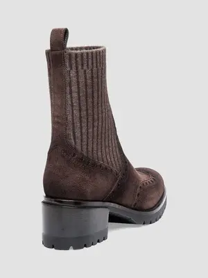 Santoni Brogue-detail Chelsea Booties - Brown