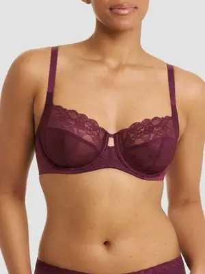 Natori Statet Lace Side Support Bra - Black Raspberry