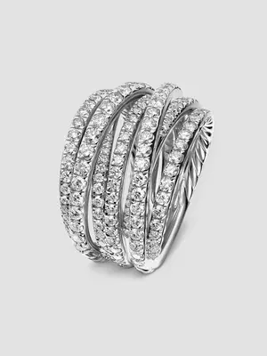 David Yurman Pavé Crossover Ring In 18k - Diamond
