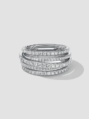 David Yurman Pavé Crossover Ring In 18k - Silver