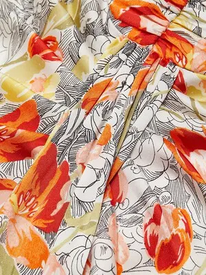 Cinq À Sept Linework Floral Walker Dress - Ivory Multi
