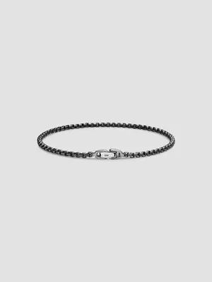David Yurman Box Chain Bracelet In Stainless Steel And Sterling