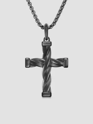 David Yurman Dy Helios Cross Pendant In Titanium, 48mm - Black