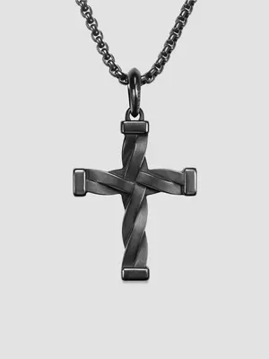 David Yurman Dy Helios Cross Pendant In Titanium, 48mm