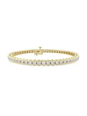Saks Fifth Avenue Collection 14k Yellow Gold & Round Lab-grown Diamond Bezel Tennis Bracelet/1.00-10.00 Tcw - 4 Tcw