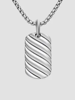 David Yurman Sculpted Cable Tag In Sterling 27mm - Silver