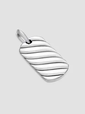 David Yurman Sculpted Cable Tag In Sterling 27mm