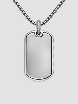 David Yurman Sculpted Cable Tag In Sterling 42mm