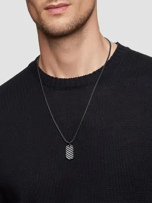 David Yurman Sculpted Cable Tag In Titanium, 27mm