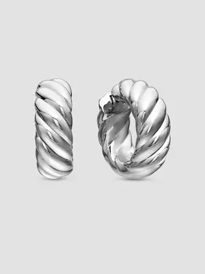 David Yurman Sculpted Cable Hoop Earrings In Sterling 25mm - Silver