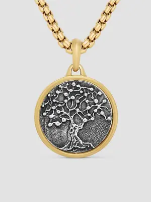 David Yurman Life And Death Duality Amulet In Sterling With 18k Yellow Gold, 30mm - Silver