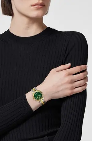 Versace Greca Time Bracelet Watch - Ip Two Tone Green