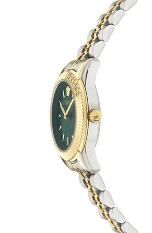 Versace Greca Time Bracelet Watch - Ip Two Tone Green