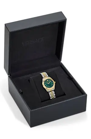 Versace Greca Time Bracelet Watch - Ip Two Tone Green