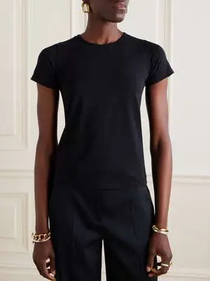 Another Tomorrow Stretch Organic Cotton And Lyocell-blend Jersey T-shirt - Black