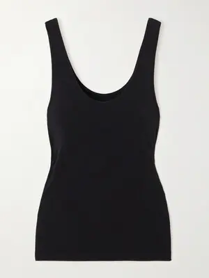 Another Tomorrow Stretch Lyocell And Organic Cotton-blend Jersey Tank Top - Black
