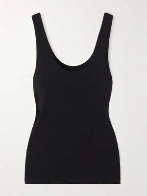 Another Tomorrow Stretch Lyocell And Organic Cotton-blend Jersey Tank Top - Black