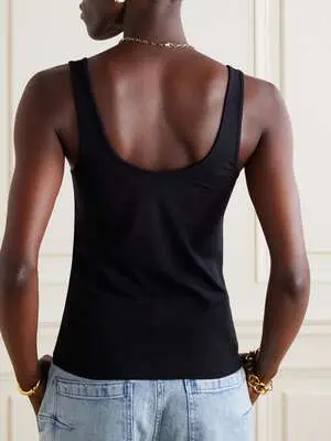 Another Tomorrow Stretch Lyocell And Organic Cotton-blend Jersey Tank Top - Black