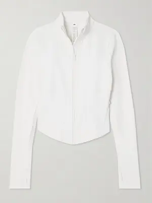 Alo Yoga Airbrush Ribbed Stretch-Jersey Corset Jacket - Ivory
