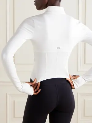 Alo Yoga Airbrush Ribbed Stretch-Jersey Corset Jacket - Ivory