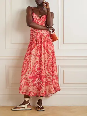 Farm Rio Jaipur Ruched Printed Maxi Dress