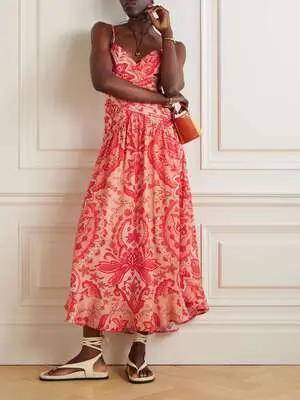 Farm Rio Jaipur Ruched Printed Maxi Dress
