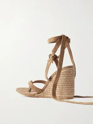 GIANVITO ROSSI Oleg 85 Suede Wedge Sandals