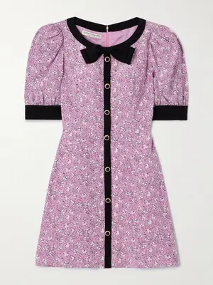 Alessandra Rich Clover Floral-print Silk Mini Dress