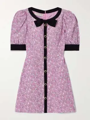 Alessandra Rich Clover Floral-print Silk Mini Dress