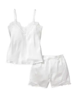 PETITE PLUME Mulberry Silk Lace Cami Shorts Set - White