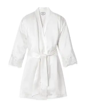 PETITE PLUME Silk Lace Robe - White