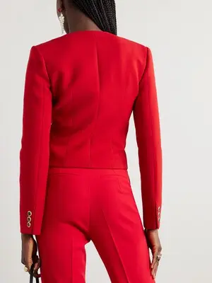 Alessandra Rich Cropped Grain De Poudre Jacket