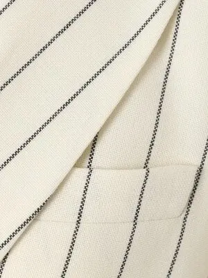 Brunello Cucinelli Panama Pinstriped Grain De Poudre Wool Blazer - White