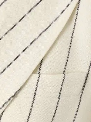 Brunello Cucinelli Panama Pinstriped Grain De Poudre Wool Blazer - White