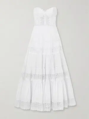 Charo Ruiz Ibiza Monnet Guipure Lace-trimmed Maxi Dress - White